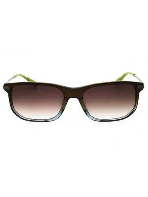 SPYDER Oval Acetate Sunglasses With Mirror Finish - Olive Blue / Brown Gradient