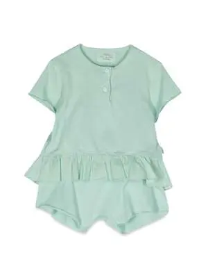 TEDDY & MINOU Mini Ruffled T-shirt And Shorts Set - Azure
