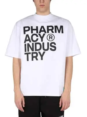 PHARMACY INDUSTRY Logo Print T-shirt Round Neck - White