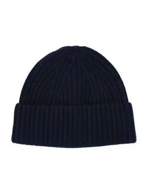 LISA YANG Cashmere Ribbed Beanie Hat - Blu