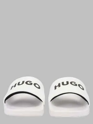 Hugo Logo Slide Sandals - White