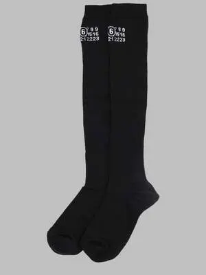 MAISON MARGIELA Logo Detail Knee-high Socks - Black