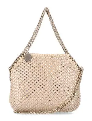 Stella McCartney Mini Woven Crystal-embellished Handbag - Porcelain