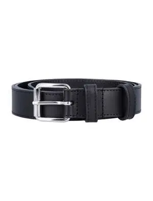Comme Des Garçons Leather Belt With Rectangular Buckle - Nero