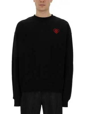 FAMILY FIRST Oversized Sweatshirt With Heart - Black