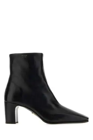 Prada Leather Ankle Boots With 6 Cm Heel
