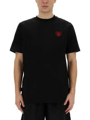FAMILY FIRST Embroidered T-shirt With Heart Regular Fit - Black