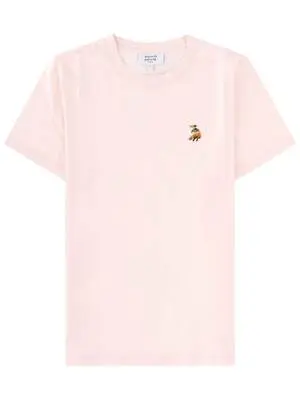 Maison Kitsuné Organic Cotton Embroidered Fox T-shirt - Pink