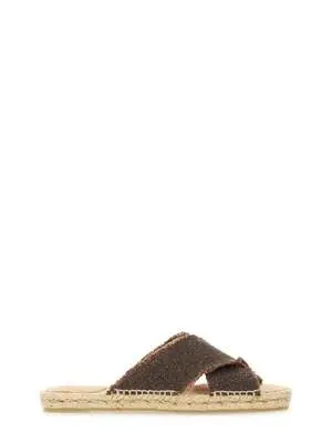 CastaÑer Elegant Linen Sandal Flats - Brown