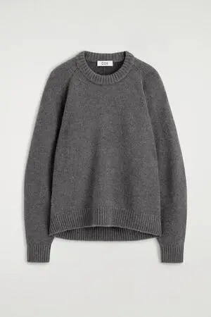 Cos Rounded Cashmere Crew-neck Jumper - Gray