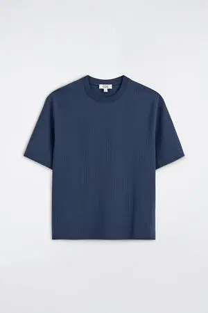 Cos Ribbed Jersey T-shirt - Navy