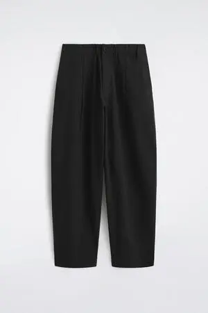 Cos Pleated Relaxed-fit Barrel-leg Pants - Black