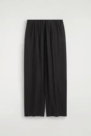 Cos Elasticated Twill Straight-leg Pants - Black