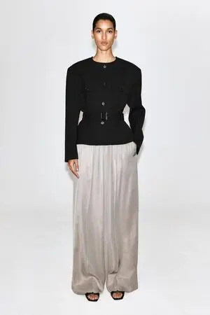 Cos Elasticated Twill Straight-leg Pants - Pink