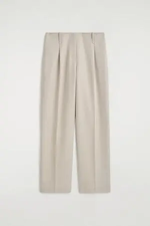 Cos Pleated Wool-blend Straight-leg Tailored Pants - Beige