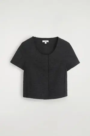 Cos Textured Short-sleeved Top - Black
