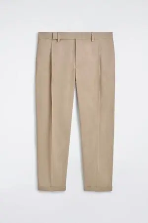 Cos Cotton Regular-fit Straight-leg Pants - Beige