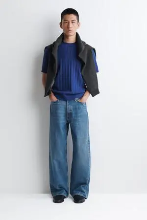 Cos Ribbed Merino Wool-cotton T-shirt