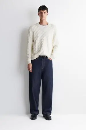 Cos Cable-knit Cotton-silk V-neck Sweater