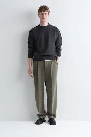 Cos Bonded-twill Regular-fit Straight-leg Pants