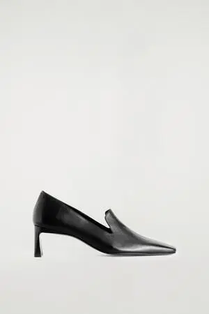 Cos Angular Leather Heeled Loafers - Black
