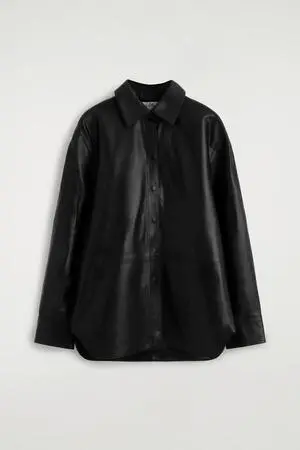 Cos Leather Shirt - Black