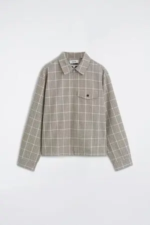 Cos Zip-up Cotton-blend Overshirt - Beige