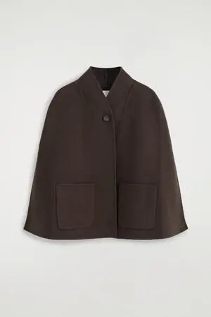Cos Shawl-collar Double-faced Wool Cape - Brown
