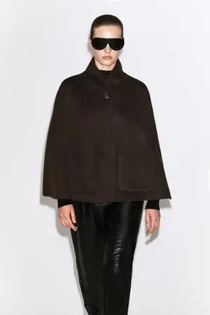 Cos Shawl-collar Double-faced Wool Cape - Brown