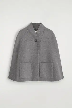 Cos Shawl-collar Double-faced Wool Cape - Gray