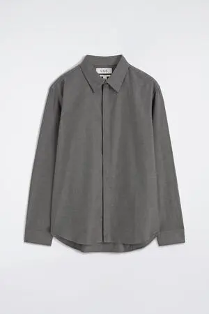 Cos Cotton-chambray Shirt - Gray