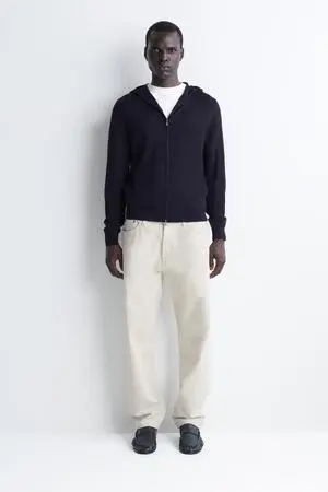 Cos Merino Wool Zip-up Hoodie - Navy