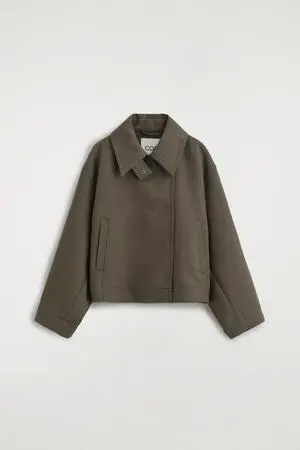 Cos Rounded Wool-blend Trench Jacket - Brown