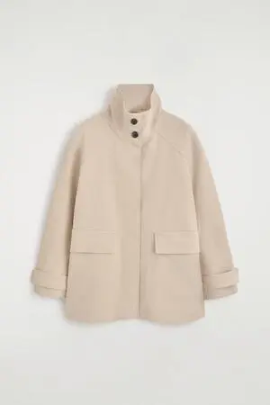 Cos Cotton-twill Mock-neck Jacket - Light Beige