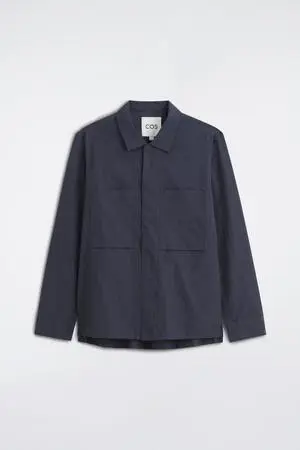 Cos Technical Nylon-cotton Utility Shirt - Navy