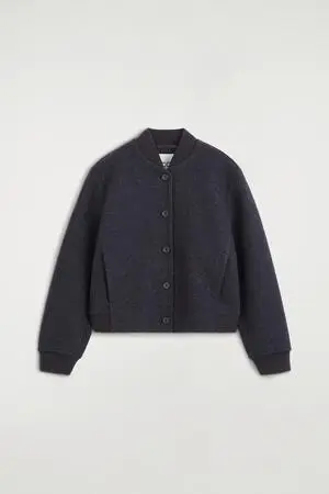 Cos Boiled Wool-blend Bomber Jacket - Gray