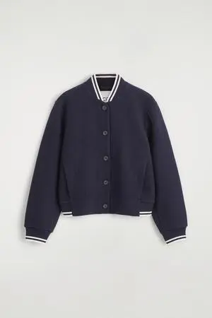 Cos Boiled Wool-blend Bomber Jacket - Navy