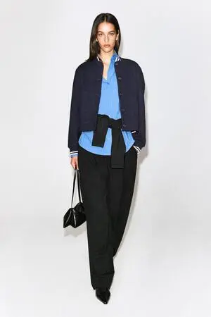 Cos Boiled Wool-blend Bomber Jacket - Navy