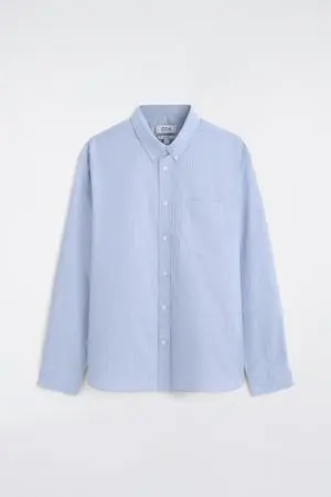 Cos Relaxed Pinstriped Fil-à-fil Cotton Shirt - Blue