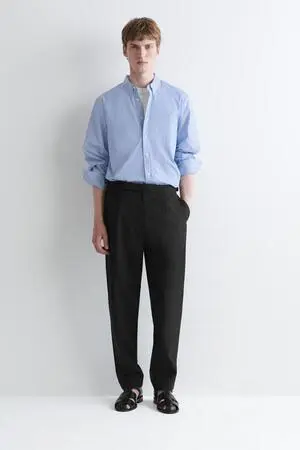 Cos Relaxed Pinstriped Fil-à-fil Cotton Shirt