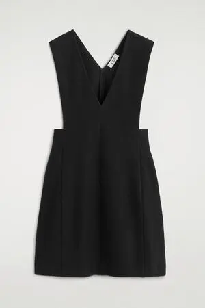 Cos Boiled Wool-blend Mini Pinafore Dress - Black