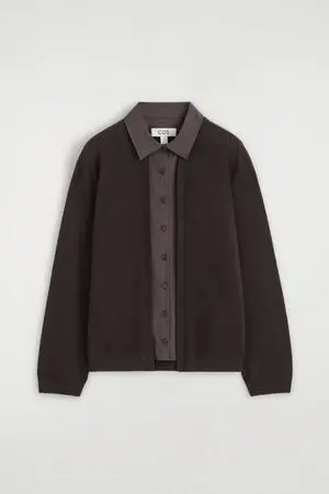 Cos Shirt-detail Merino Wool Cardigan - Red
