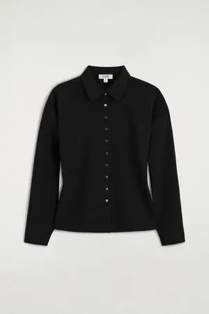 Cos Waisted Crepe-jersey Shirt - Black
