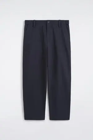 Cos Cotton-twill Relaxed-fit Straight-leg Pants - Navy