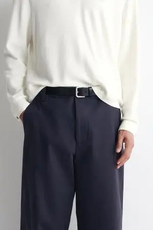 Cos Cotton-twill Relaxed-fit Straight-leg Pants - Navy