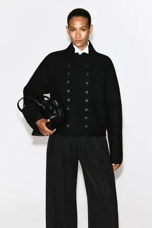Cos Boiled-wool Double-breasted Jacket - Black