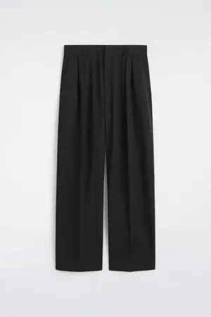 Cos Wool-blend Relaxed-fit Wide-leg Pleated Pants - Black
