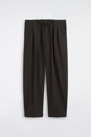 Cos Wool-blend Relaxed-fit Wide-leg Pleated Pants - Brown