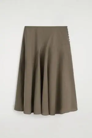 Cos Button-detail Fluid Midi Skirt - Beige