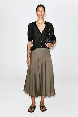 Cos Button-detail Fluid Midi Skirt - Beige